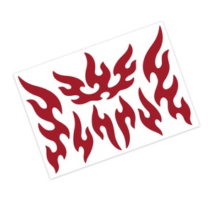 Flames Decal Set, Retro Flame Helmet Stickers Kit, Hotrod Motorcycle ...