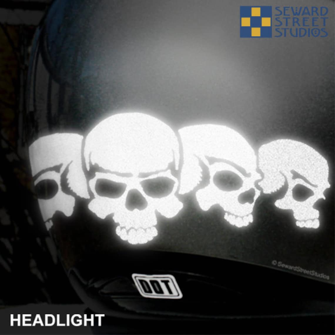 Five Skulls Reflective Decal Set 5 Skulls Motorcycle Helmet | Etsy