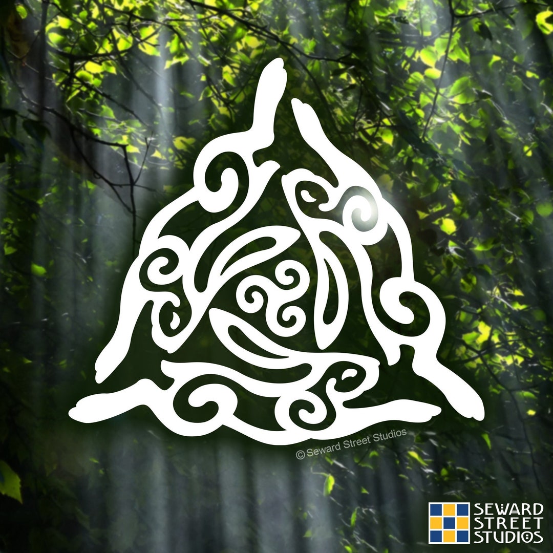 Three Hares Vinyl Decal, Leaping Tinners Rabbits Window Sticker, Celtic ...