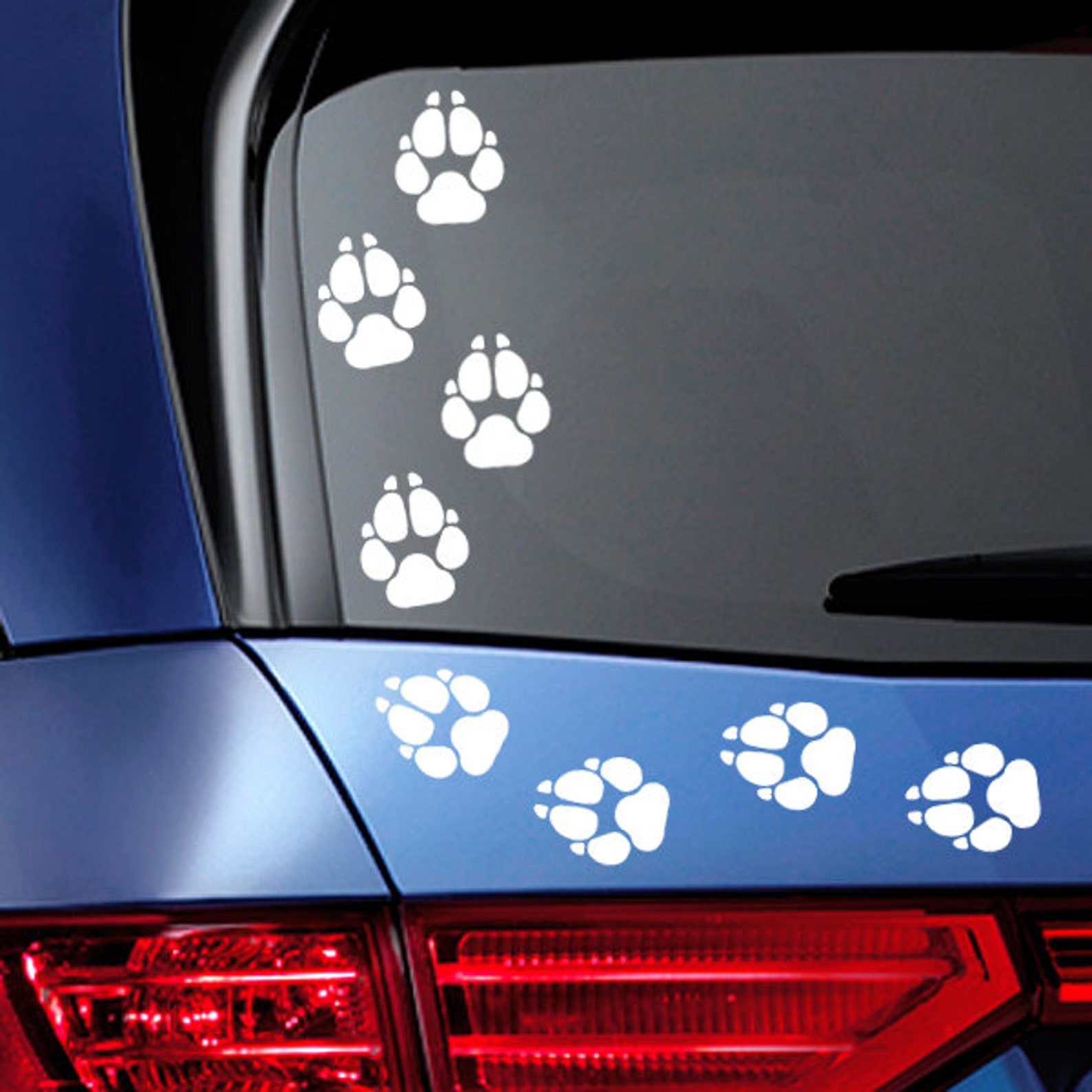 8 Dog Paw Prints Decal Set, Pet Tracks Window Sticker Kit, Canine Pad ...