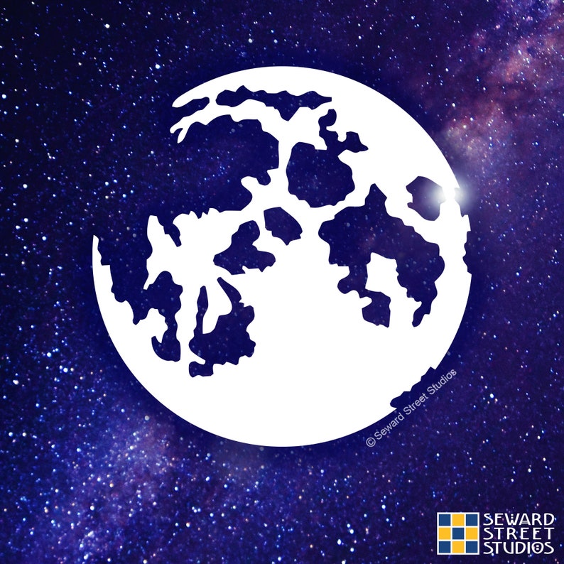 Reflective Full Moon Vinyl Decal Luna Window Sticker Full - Etsy