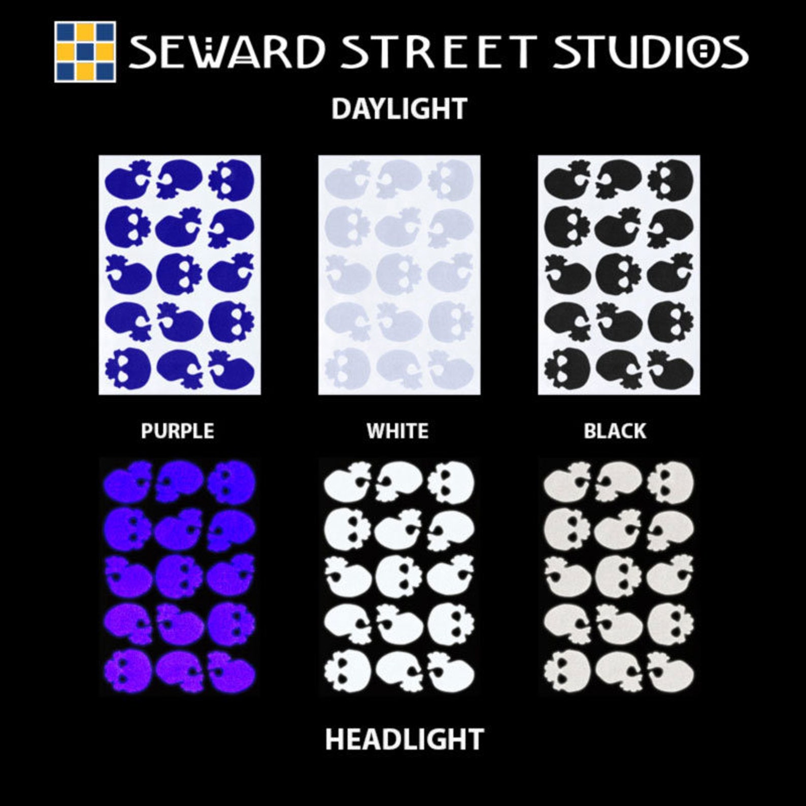 Small Skulls Reflective Decal Set Reflective Skulls Sticker - Etsy