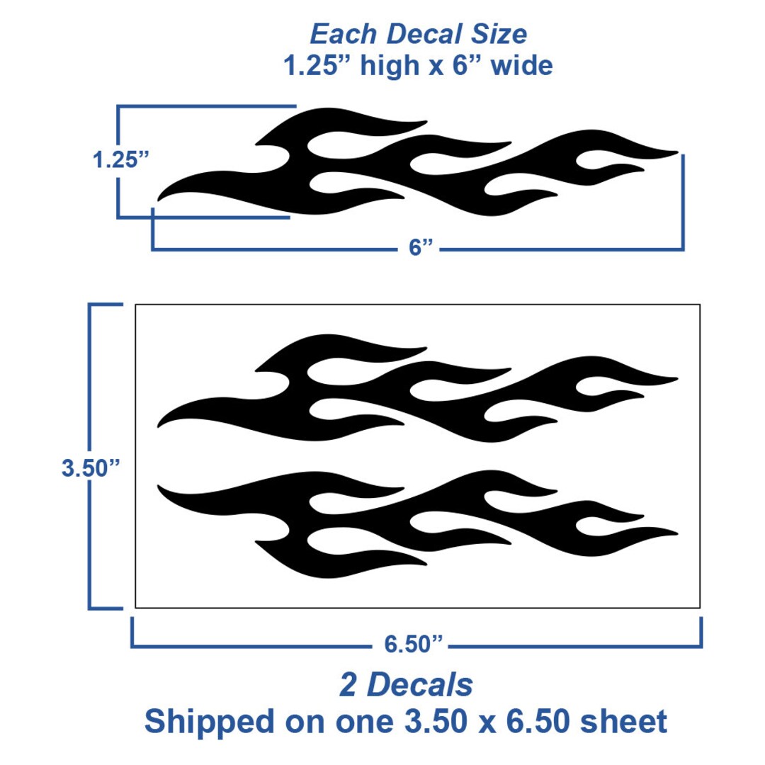 Set of 2 Flame Decals Fire Motorcycle Helmet Sticker Kit 3M - Etsy