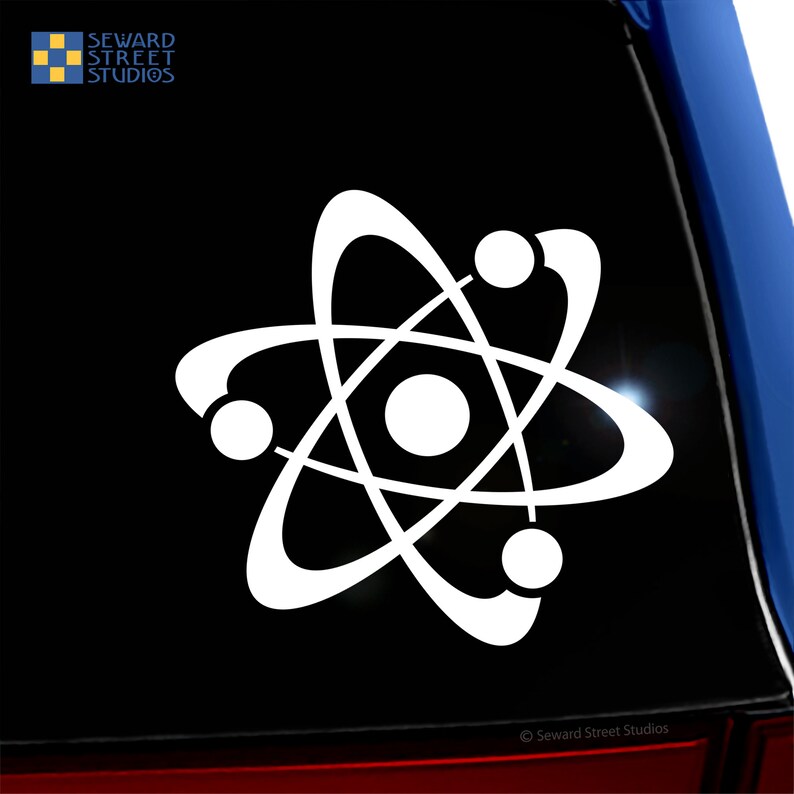 Yellow Atom Symbol Reflective Decal, Atomic Motorcycle Helmet Reflector ...