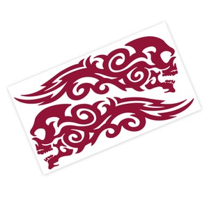 Tribal Skulls Decal Set, Motorcycle Tank Skull Decal Kit, 2 Tribal ...