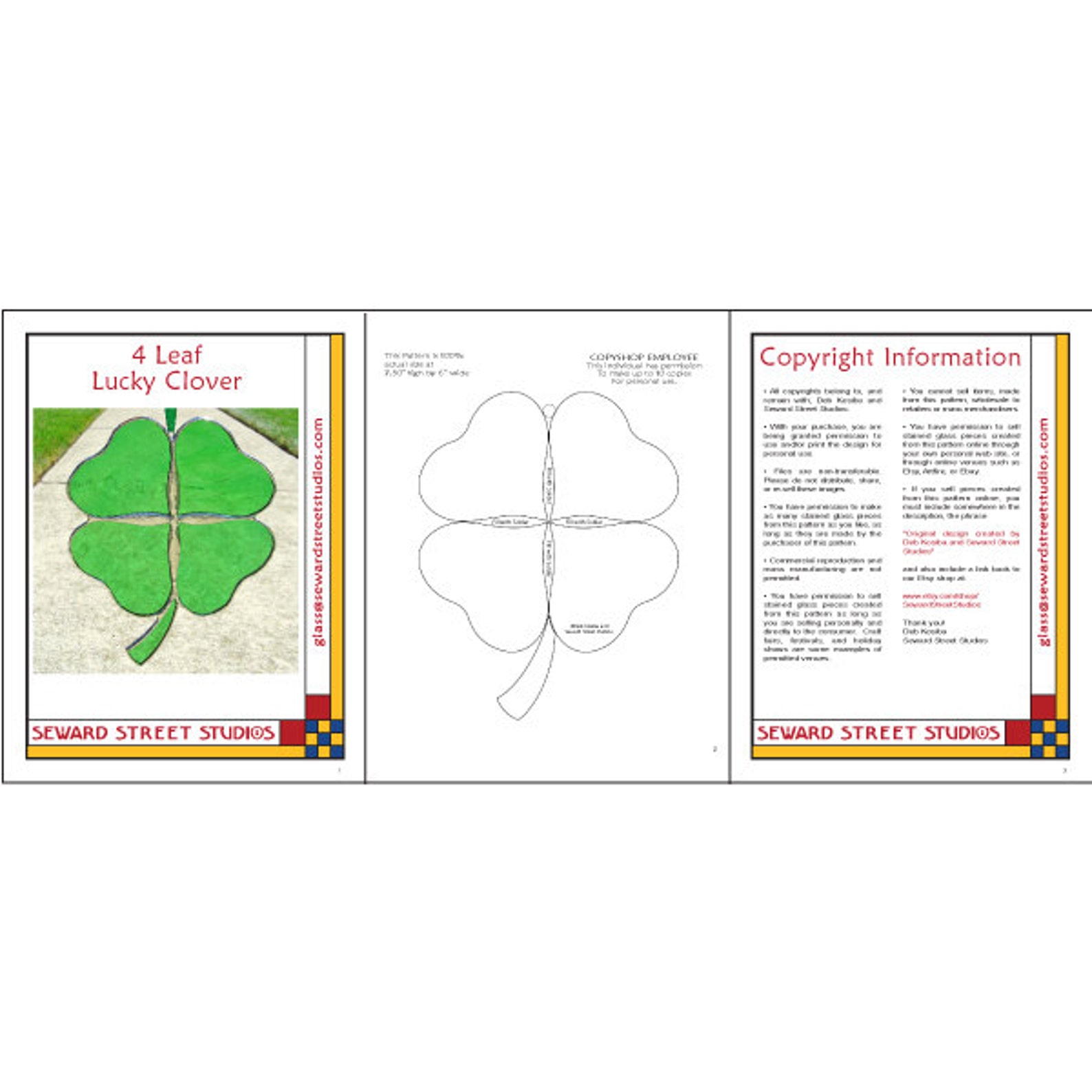 Easy Clover Stained Glass Pattern Clover Suncatcher Pattern - Etsy