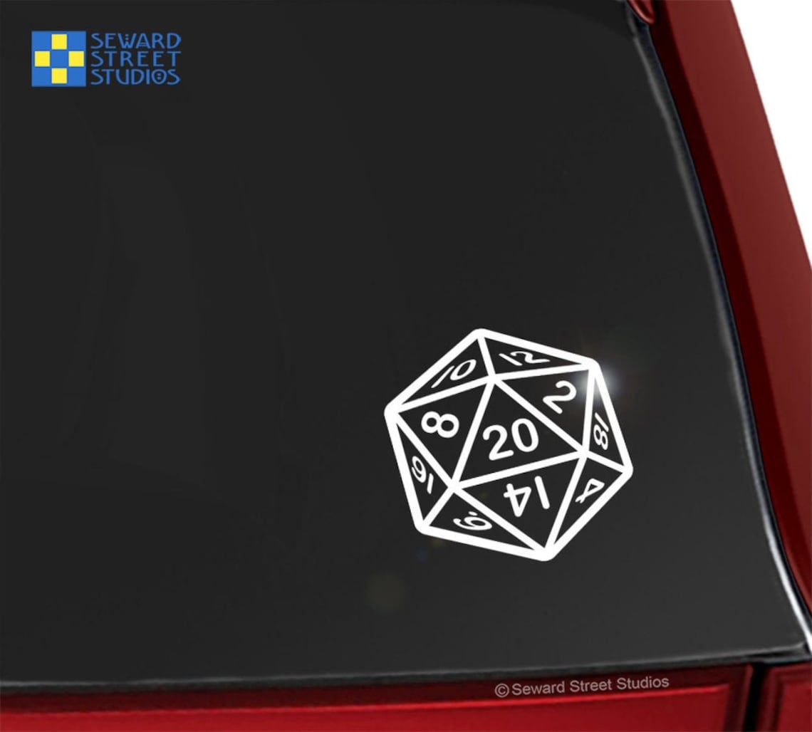 D20 Decal, 20 Sided Dice Laptop Sticker, Gaming Dice Laptop Decal, D20 ...