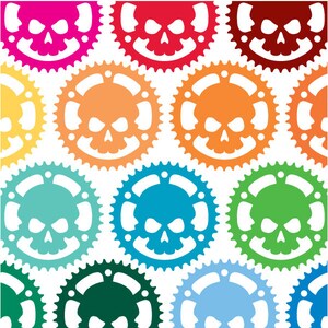 Skull Chainring Decal, Chainring Skull Helmet Sticker, Gear Skull Bike ...