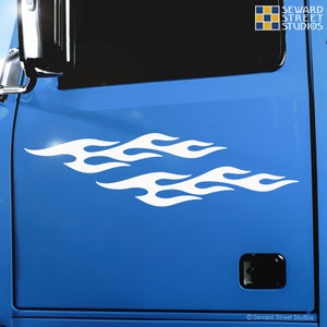 Set of 4 Green Flames Reflective Decals, Retro Flame Bike Helmet ...