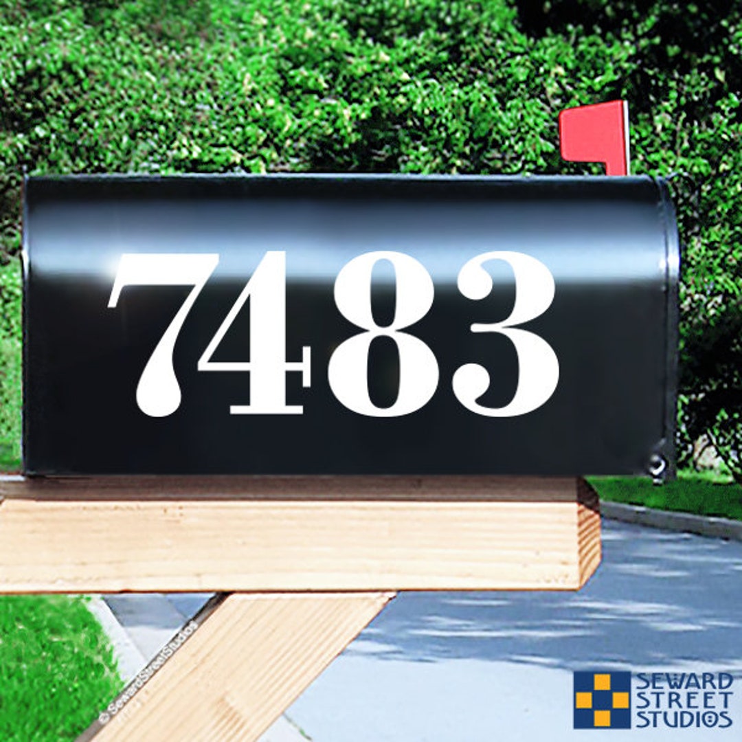 Classic Mailbox Numbers Decal, up to 4" High Custom Address Sticker ...