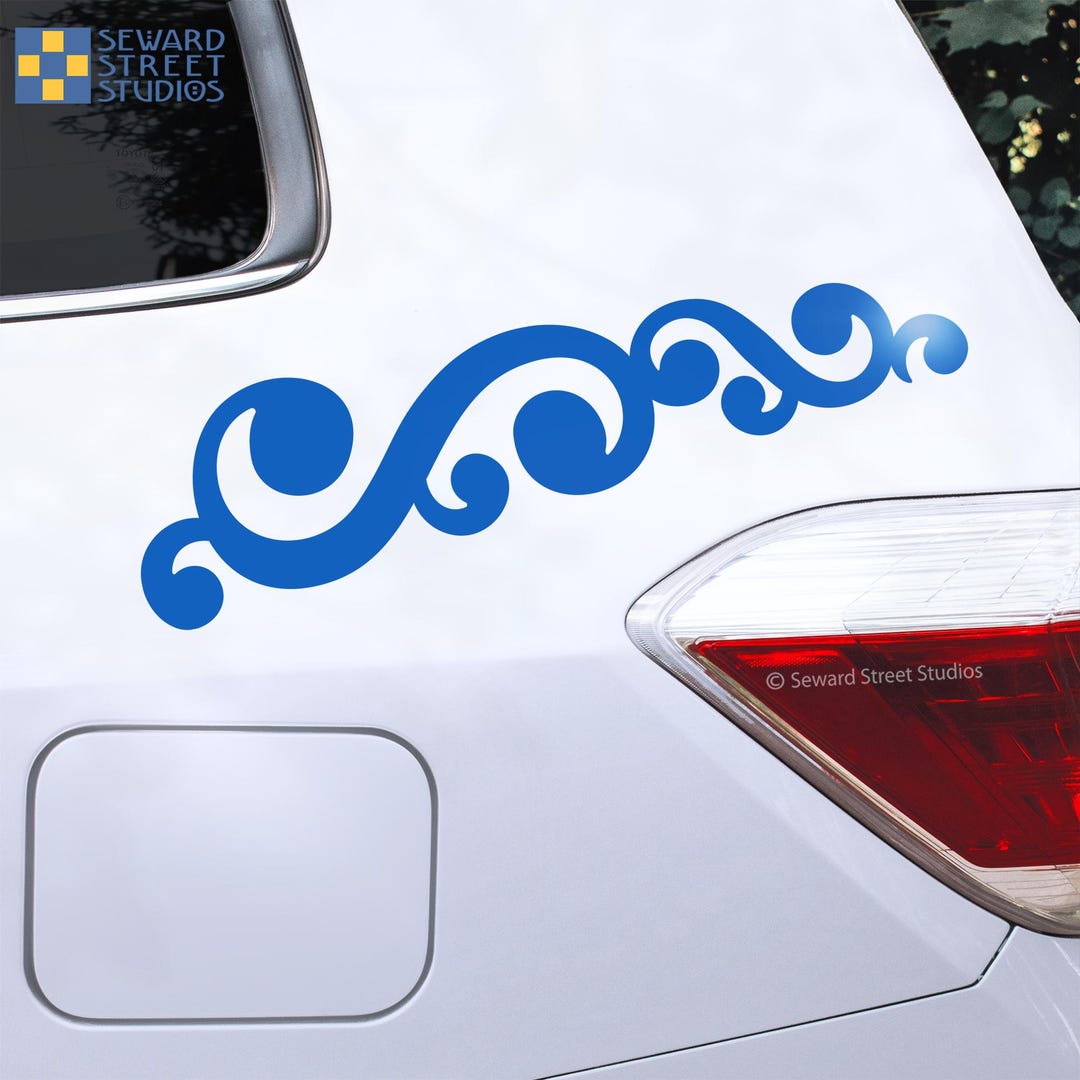 Set of 2 Vintage Swirls Decals, Retro Style Motorcycle Sticker Kit, 3M ...