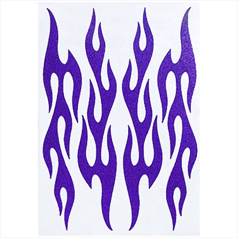 Set of 4 Purple Flames Reflective Decals Retro Flame Bike | Etsy