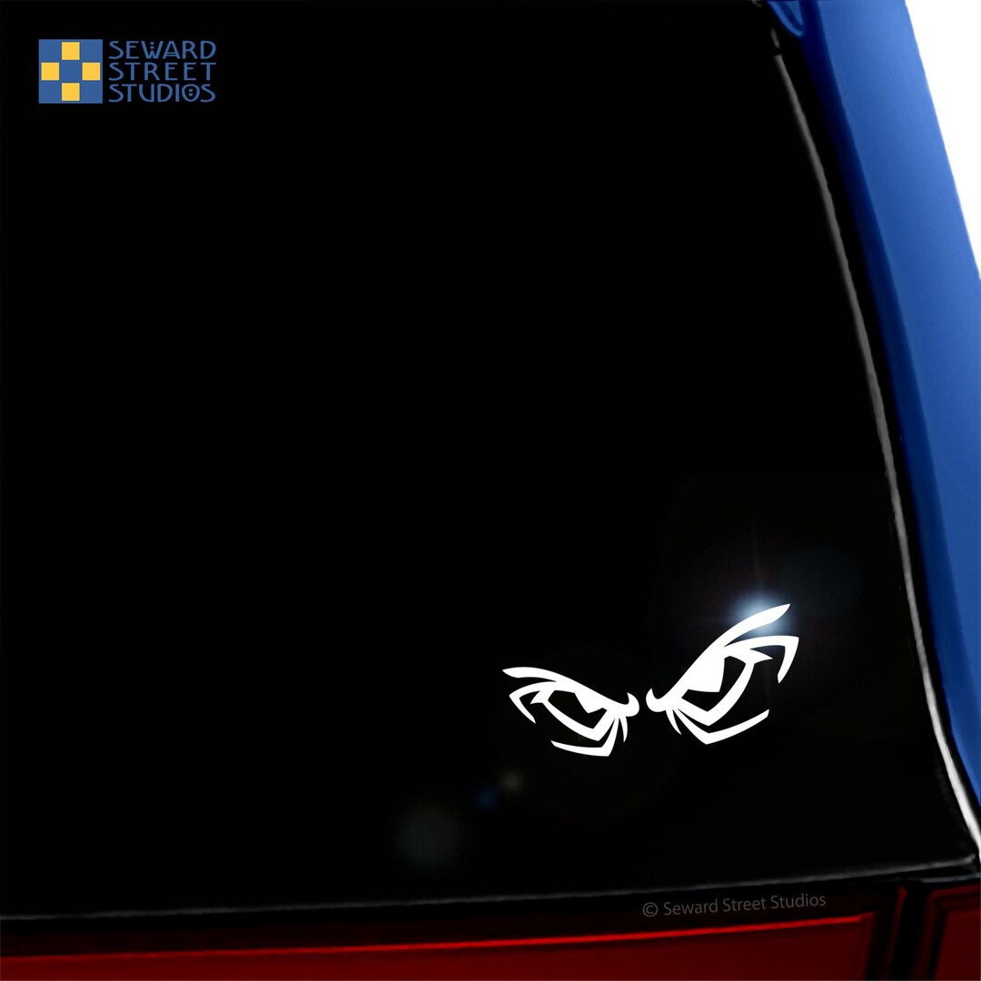 Angry Eyes Decal, Scowling Eyes Car Window Sticker, Monster Laptop ...