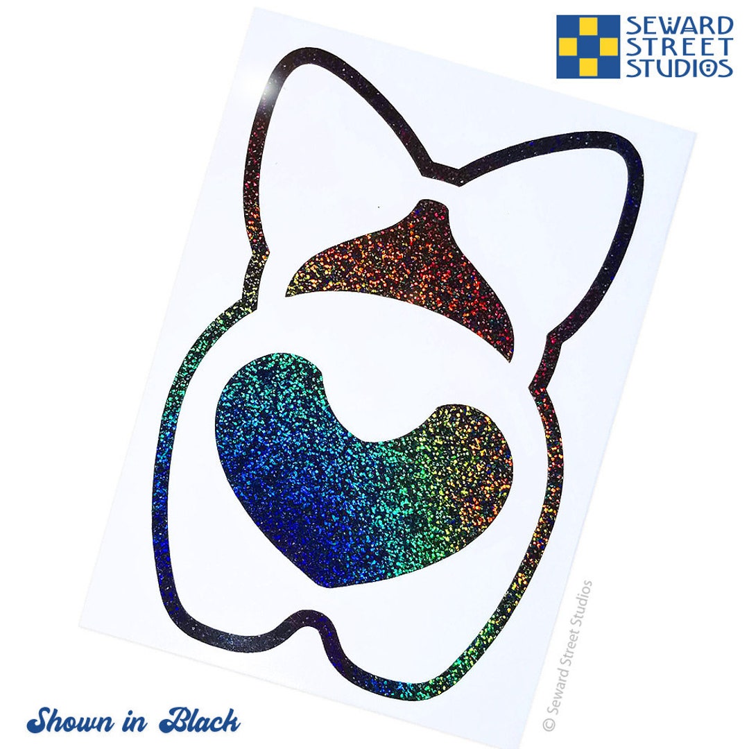 Glitter Corgi Butt Decal, Corgi Heart Bottom Holographic Glitter ...