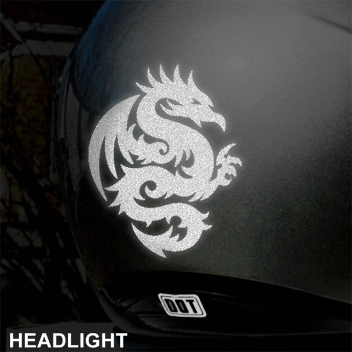 Tribal Dragon Reflective Decal, Dragon Helmet Sticker, Bike Reflector ...