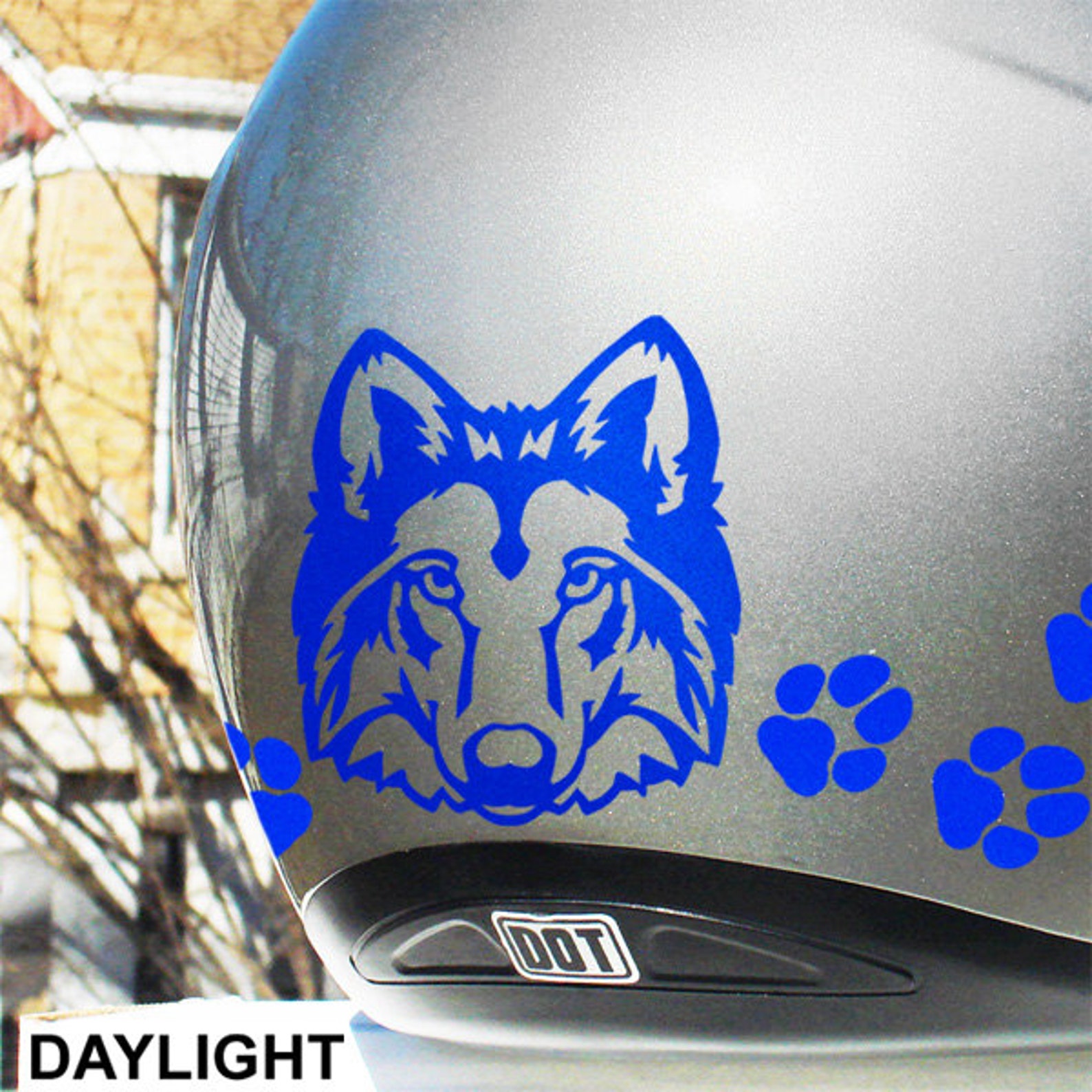Wolf Head Reflective Decal Set, Wolf Face and Paw Prints Bike Reflector ...