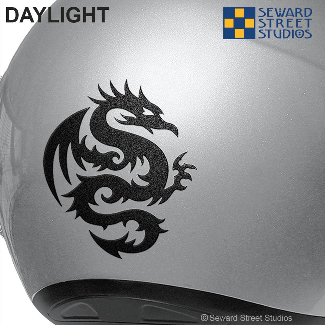 Tribal Dragon Reflective Decal, Dragon Helmet Sticker, Bike Reflector ...