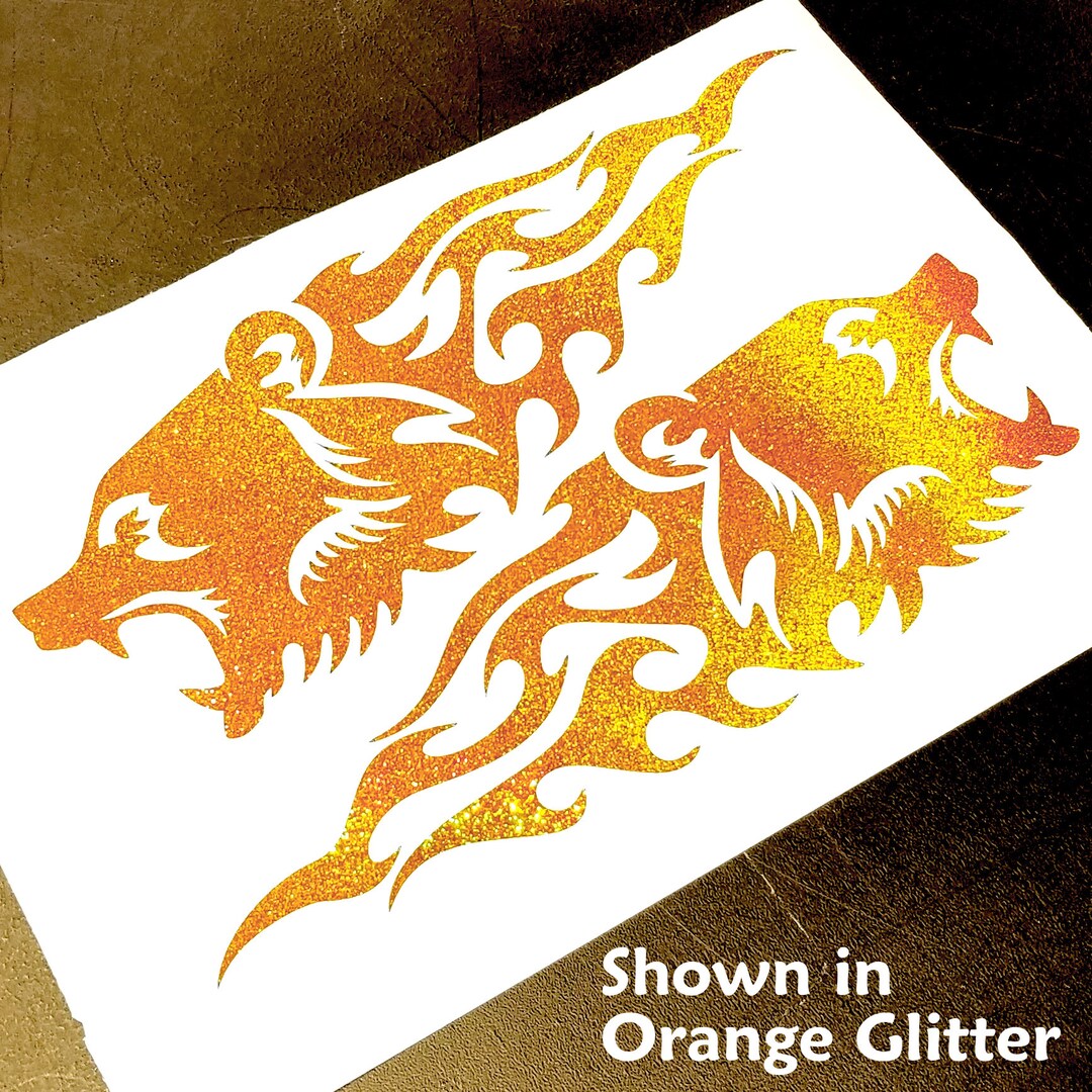 Flaming Bears Decal Set, Flame Bears Motorcycle Stickers, Bear Heads ...