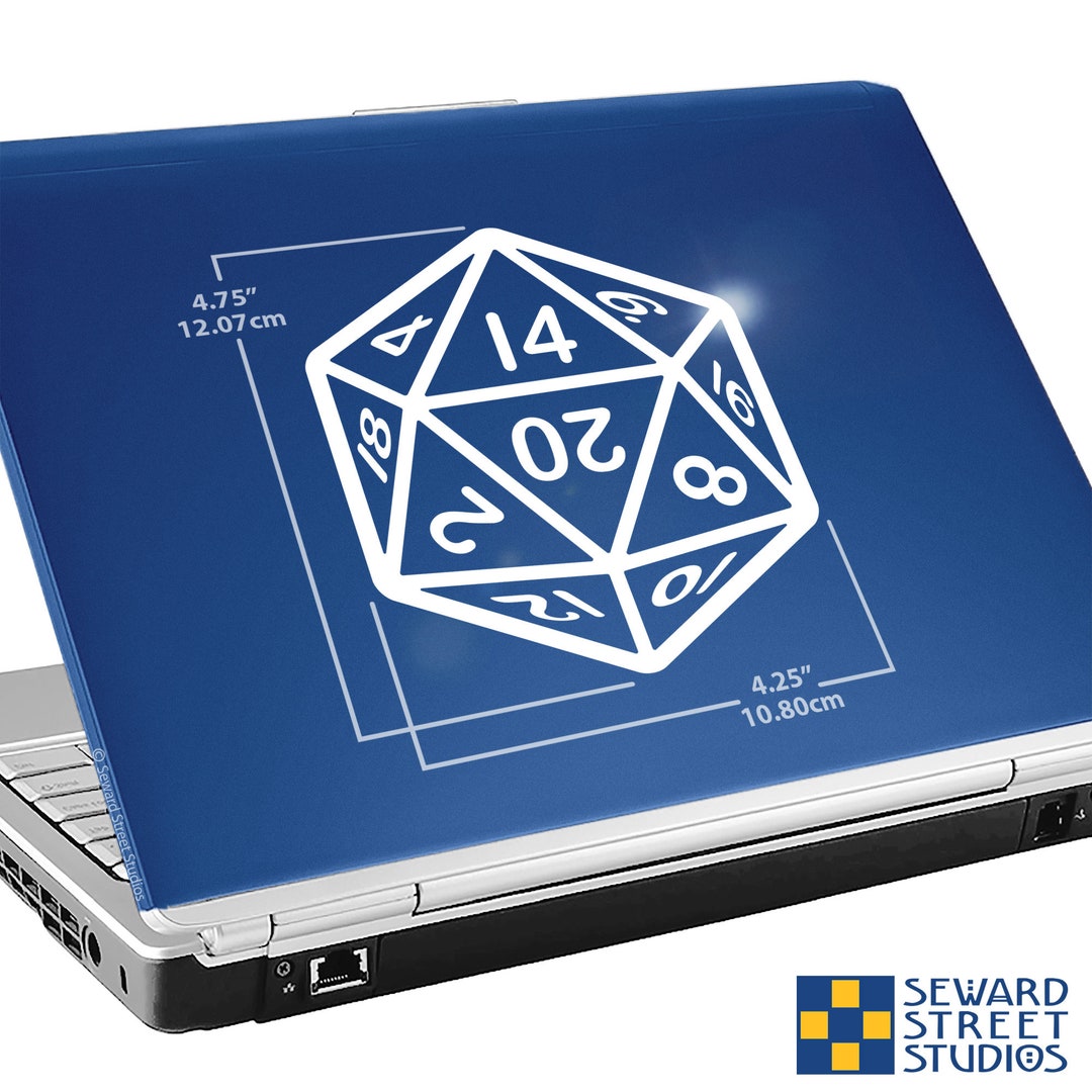 D20 Decal, 20 Sided Dice Laptop Sticker, Gaming Dice Laptop Decal, D20 ...