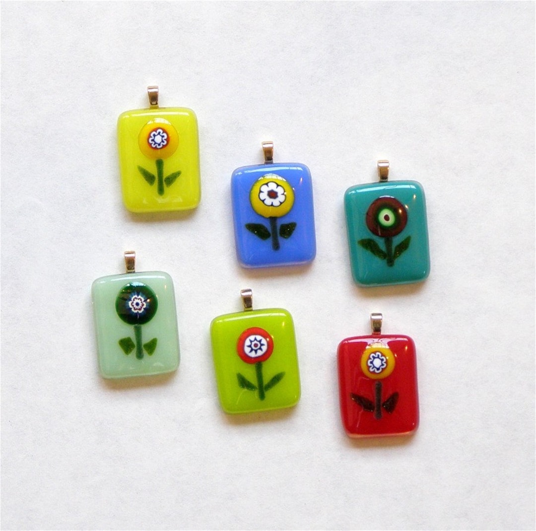Mix and Match Fused Glass Pendants - Set of 6 - Fun and Funky Fused ...