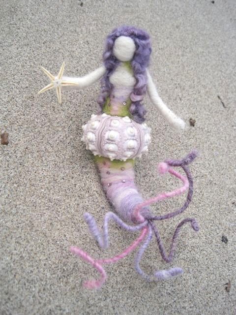 Needle Felted Mermaid, Sea Urchin Mermaid, Goddess, Original Design by ...