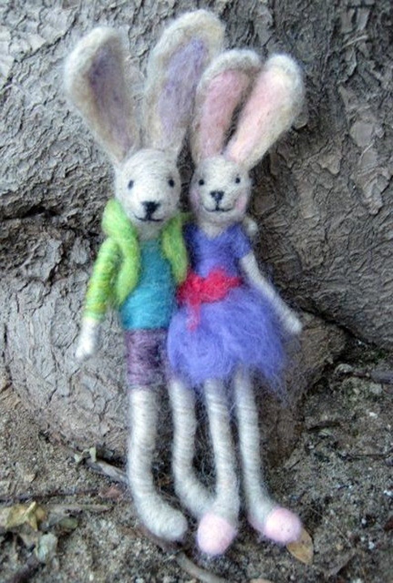Needle Felted Animal Felted Rabbit Girl and Boy Easter - Etsy