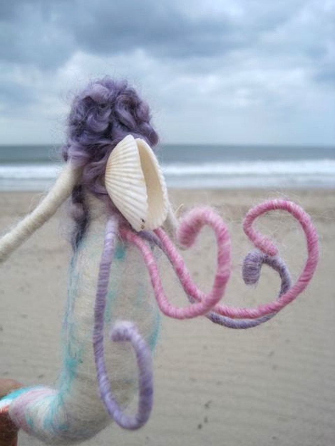 Needle Felted Mermaid With Seashell Fins Original Design by - Etsy