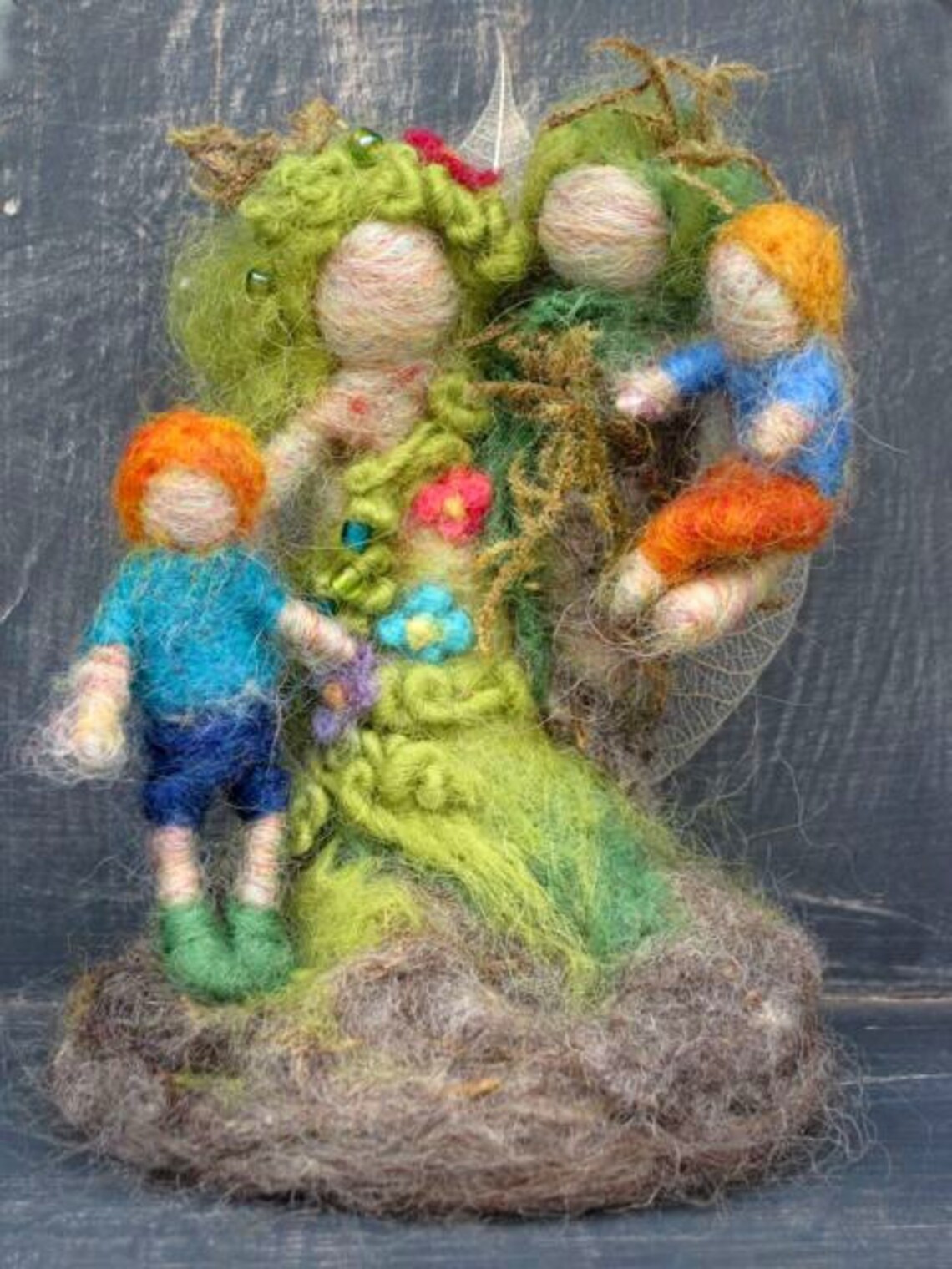 Needle Felted Family Tree Parents and Children Mother | Etsy