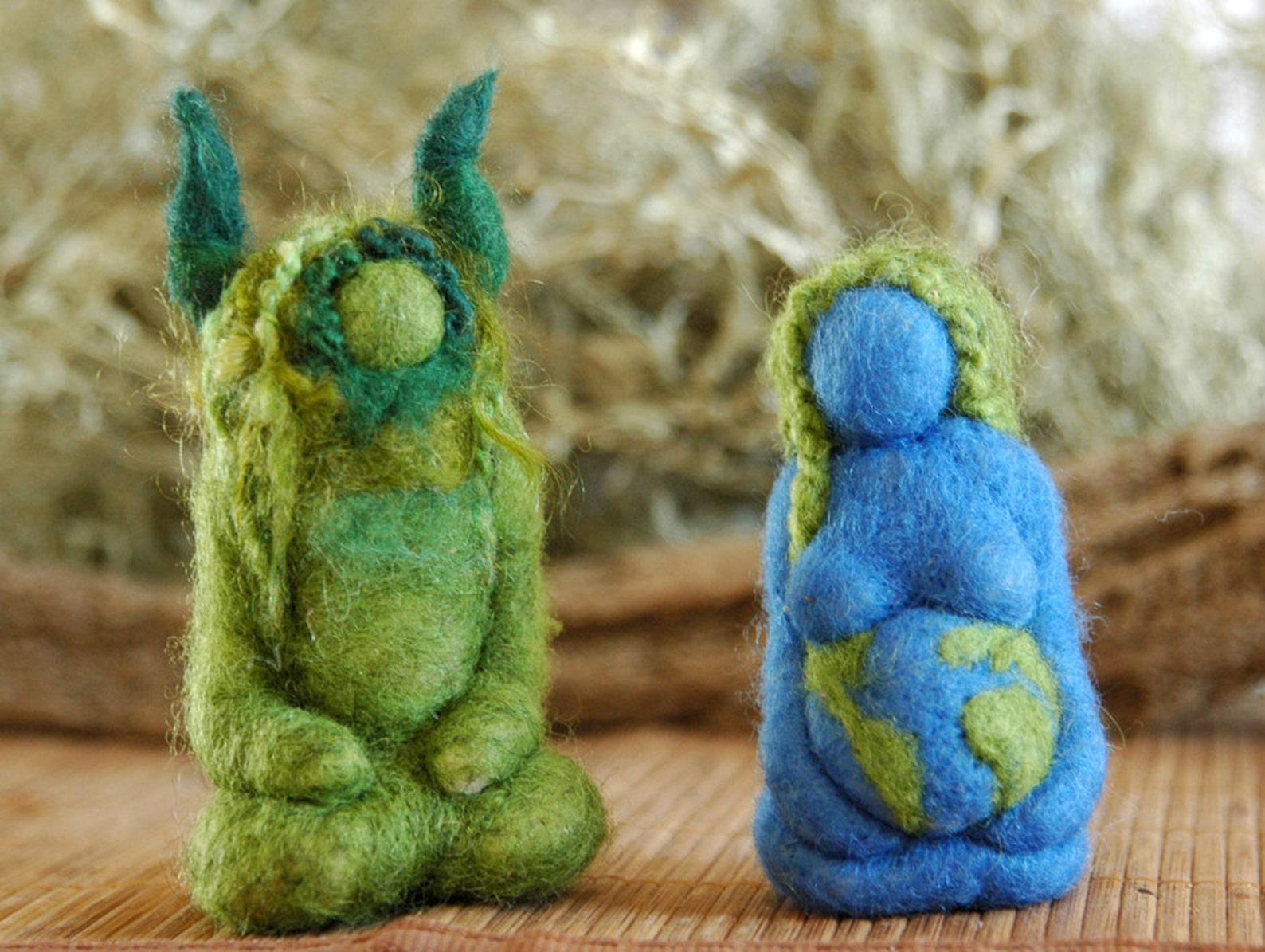 Needle Felted Figure, Horned God, Green Man Sculpture, Wiccan Altar ...