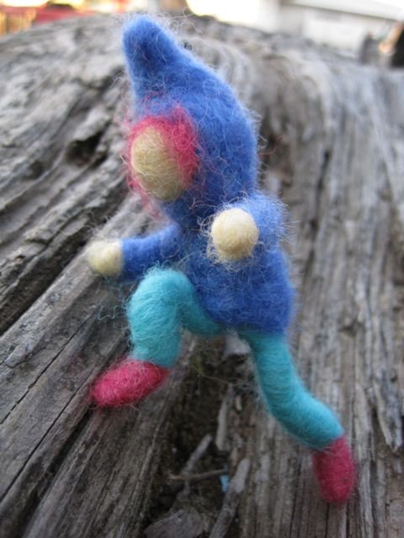 Needle Felted Spring Gnome Blue | Etsy