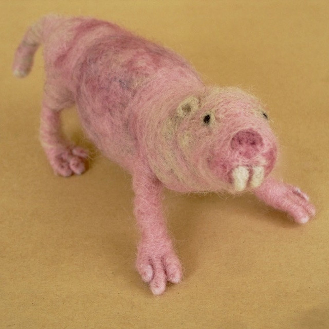 Needle Felted Animal, Needle Felted Rat, Naked Mole Rat, Posable Toy ...