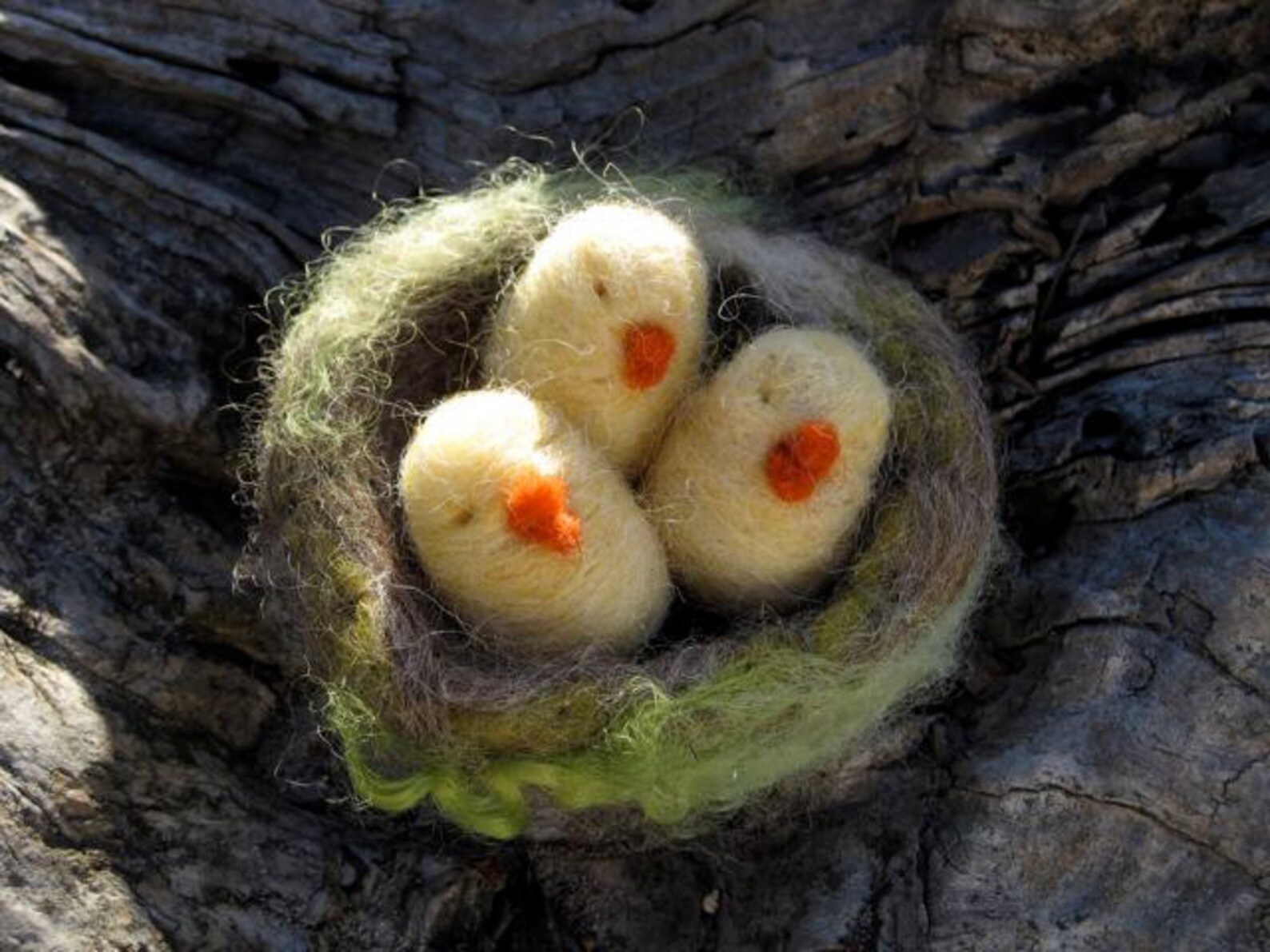Needle Felted Animal, Three Bird Nest, Little Chicks, Spring Decor ...