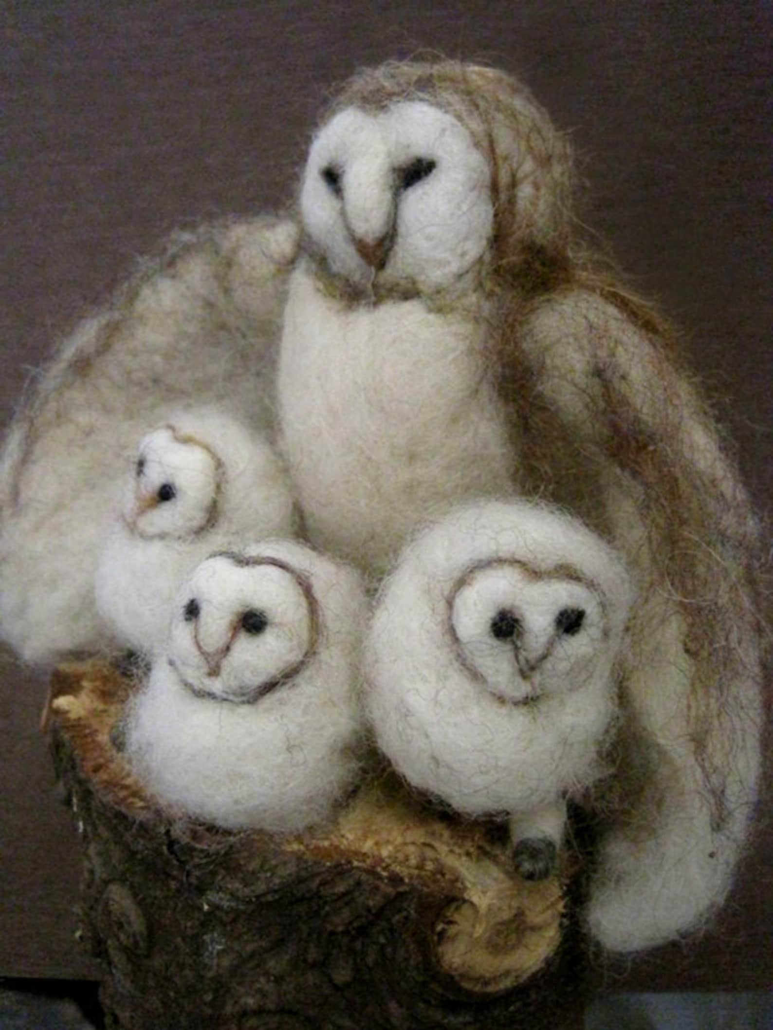 Needle Felted Animal Barn Owl Needle Felted Owl Mother and - Etsy