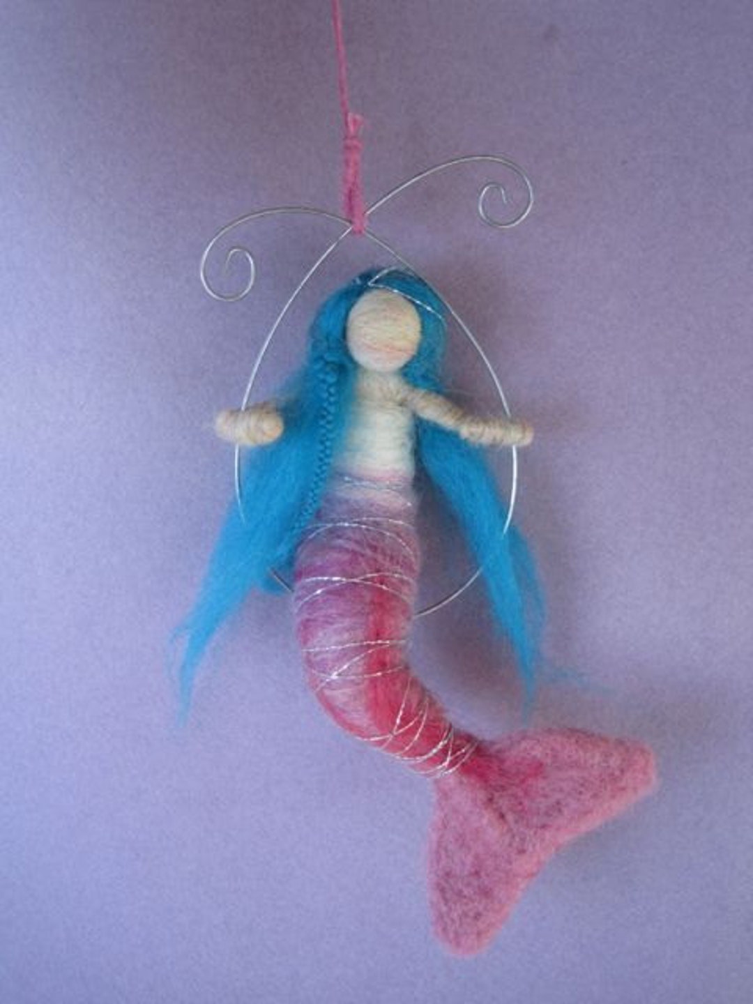 Needle Felted Mermaid on Swing Sea Decoration Ocean Little Mermaid ...