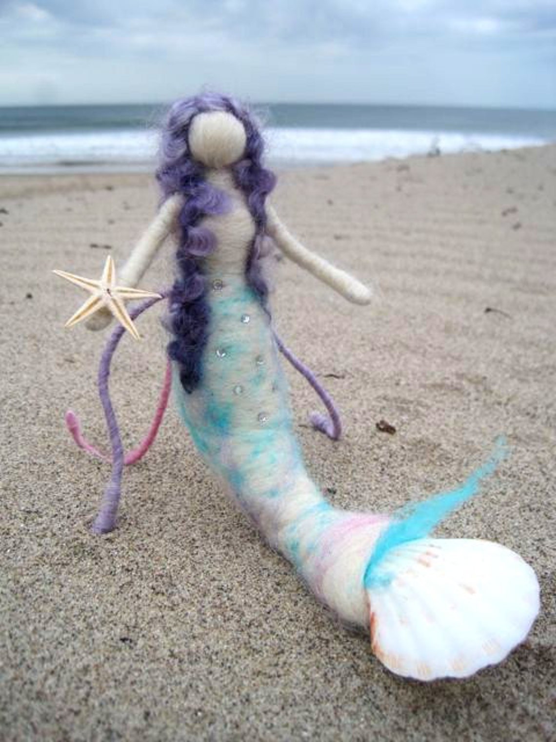 Needle Felted Mermaid With Seashell Fins Original Design by | Etsy
