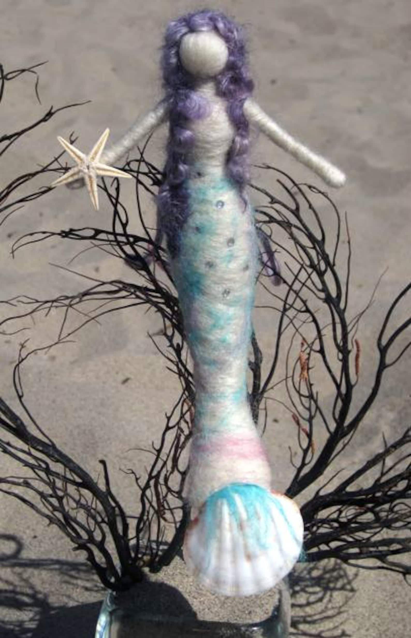 Needle Felted Mermaid With Seashell Fins Original Design by | Etsy