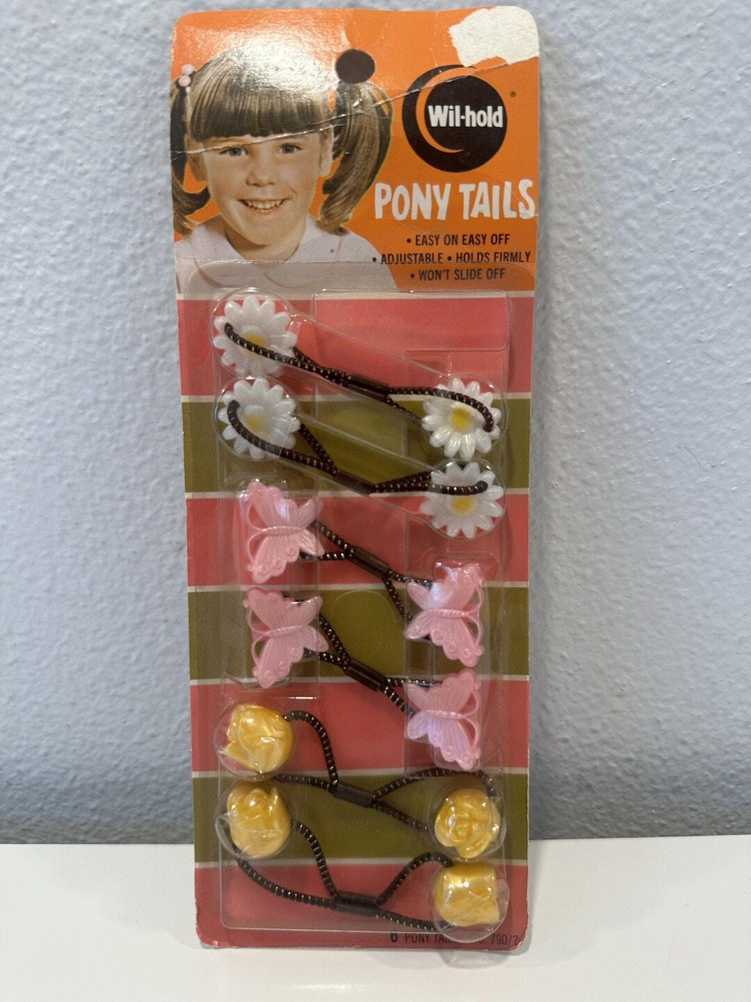 VINTAGE *NEW* 80's Wil-hold Ponytail Holders Twin Flower/butterfly ...