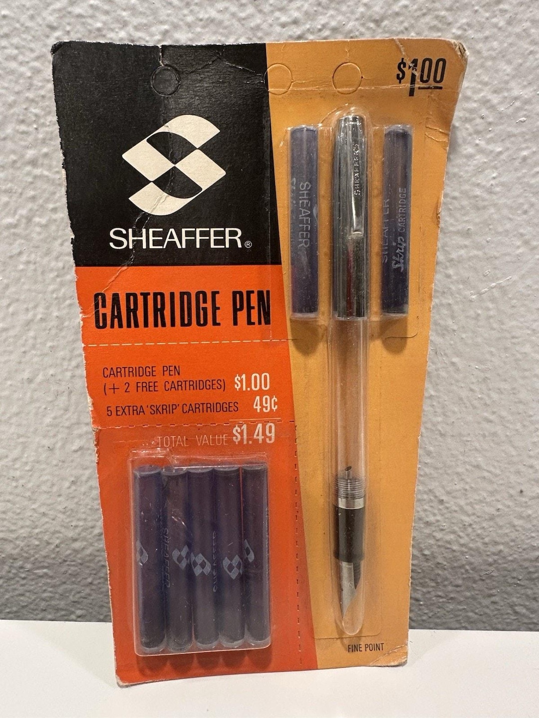VINTAGE *NEW* 70's Sheaffer Cartridge Fountain Pen on Card C-thru Clear Fine Pt - Etsy