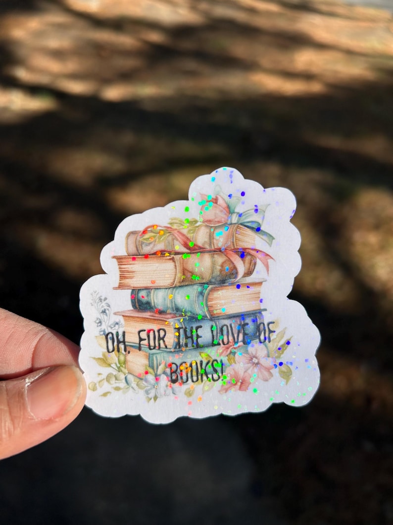 Floral Holographic Book Stack Sticker – Oh, for the Love of Books! Kiss ...