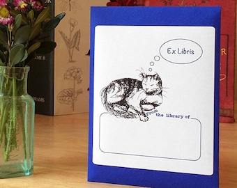 Cat Book Plate - Etsy