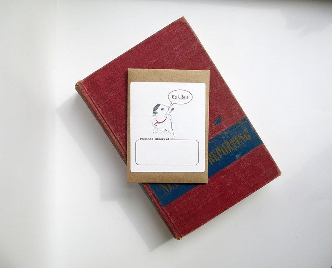 Dog Book Plate Stickers. Cute Pit Bull Says "ex Libris." Set of 17 Plus ...