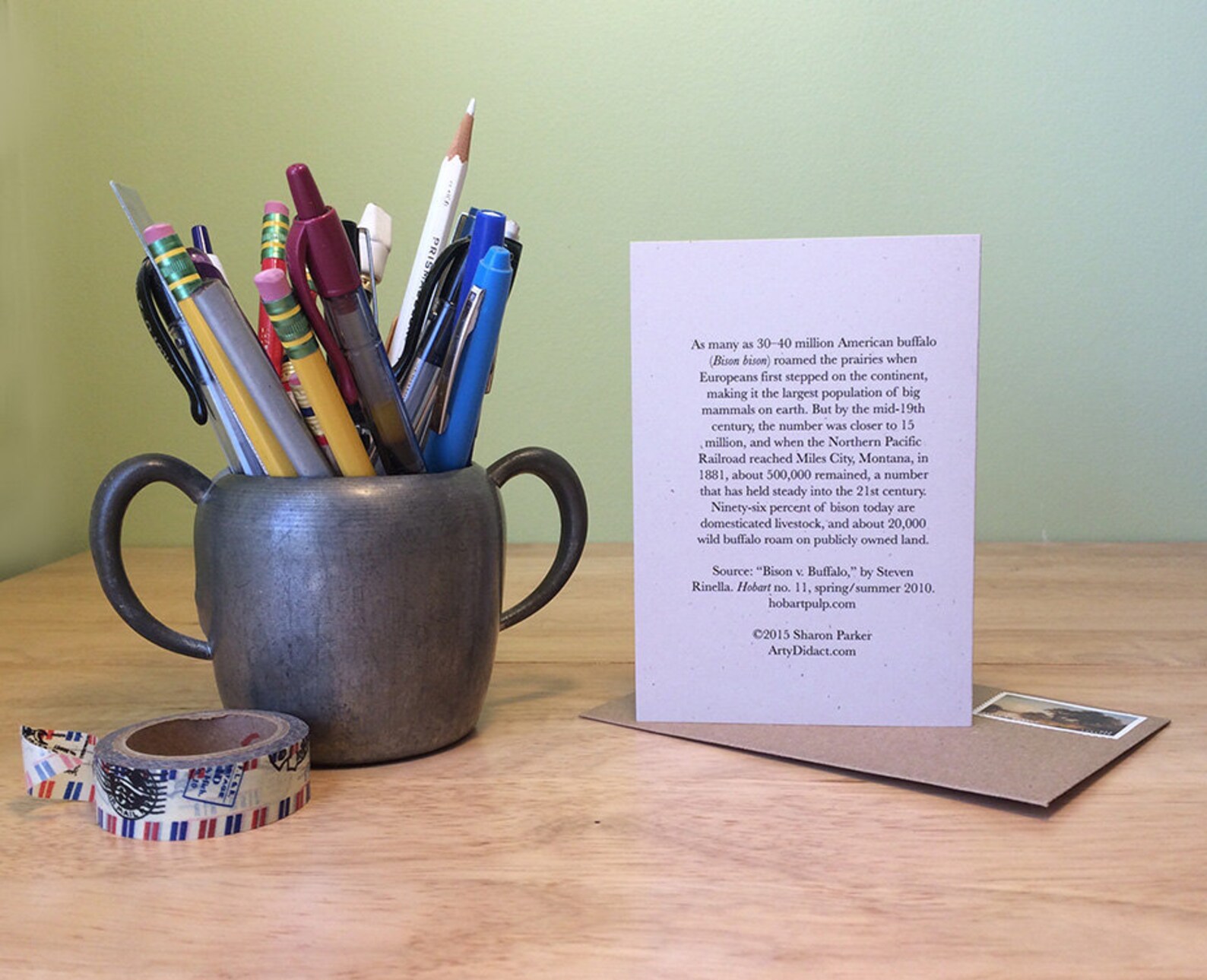 Buffalo note card. Recycled note card with text about buffalo | Etsy