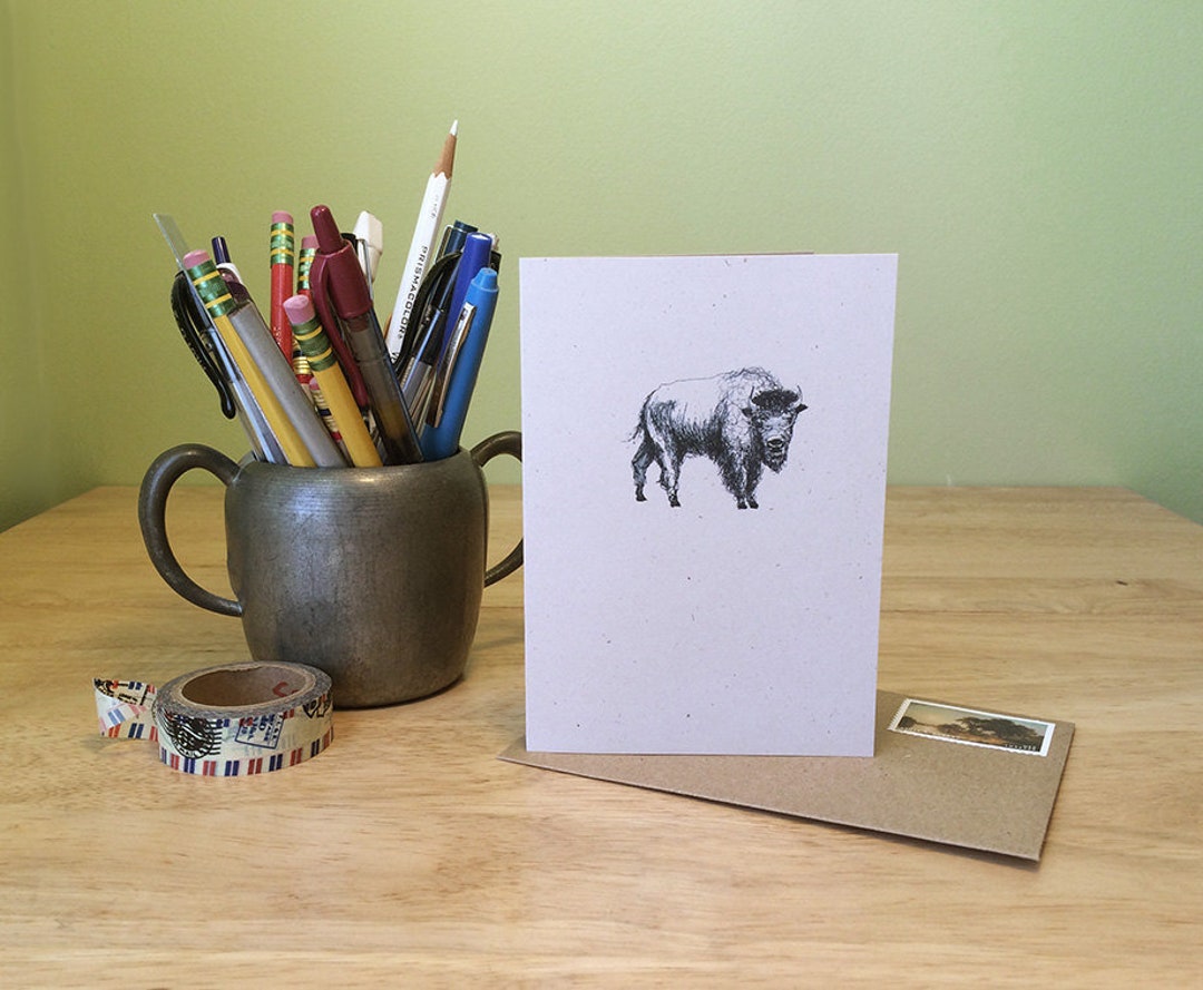 Buffalo Note Card. Recycled Note Card With Text About Buffalo Bison on ...