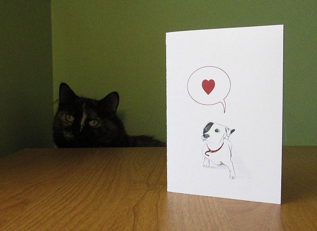 Cute Pit Bull Card for Valentine's Day, Thank You Note, or Any Occasion ...