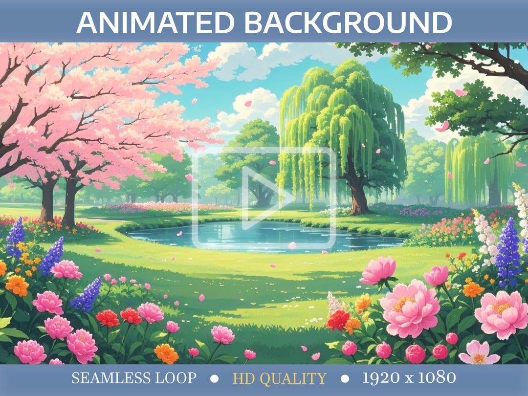 Spring Animated Background of Flowers, Pond, Trees, Lively Desktop ...