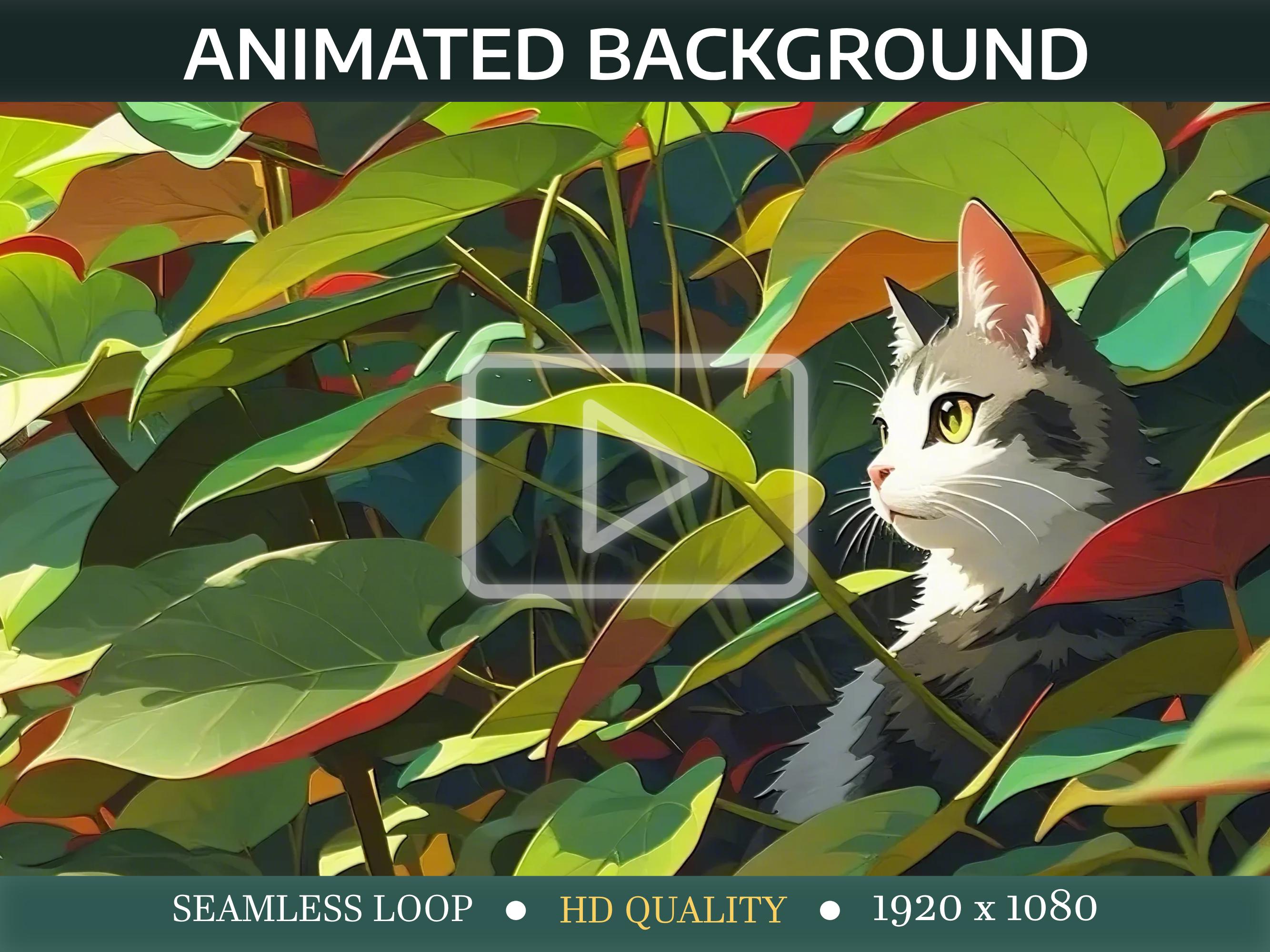 Cute Cat Animated Background in Nature, Lively Desktop Background, Cute ...