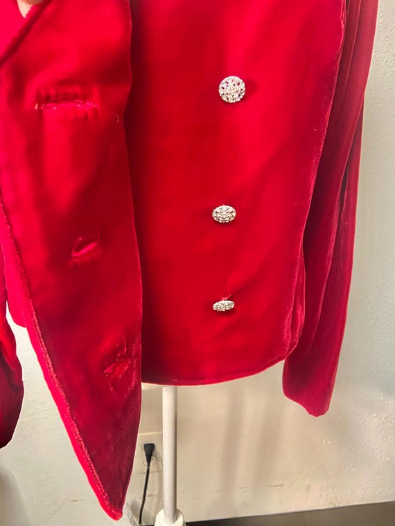 Vintage Velvet Red Rhinestone Jacket - Gem