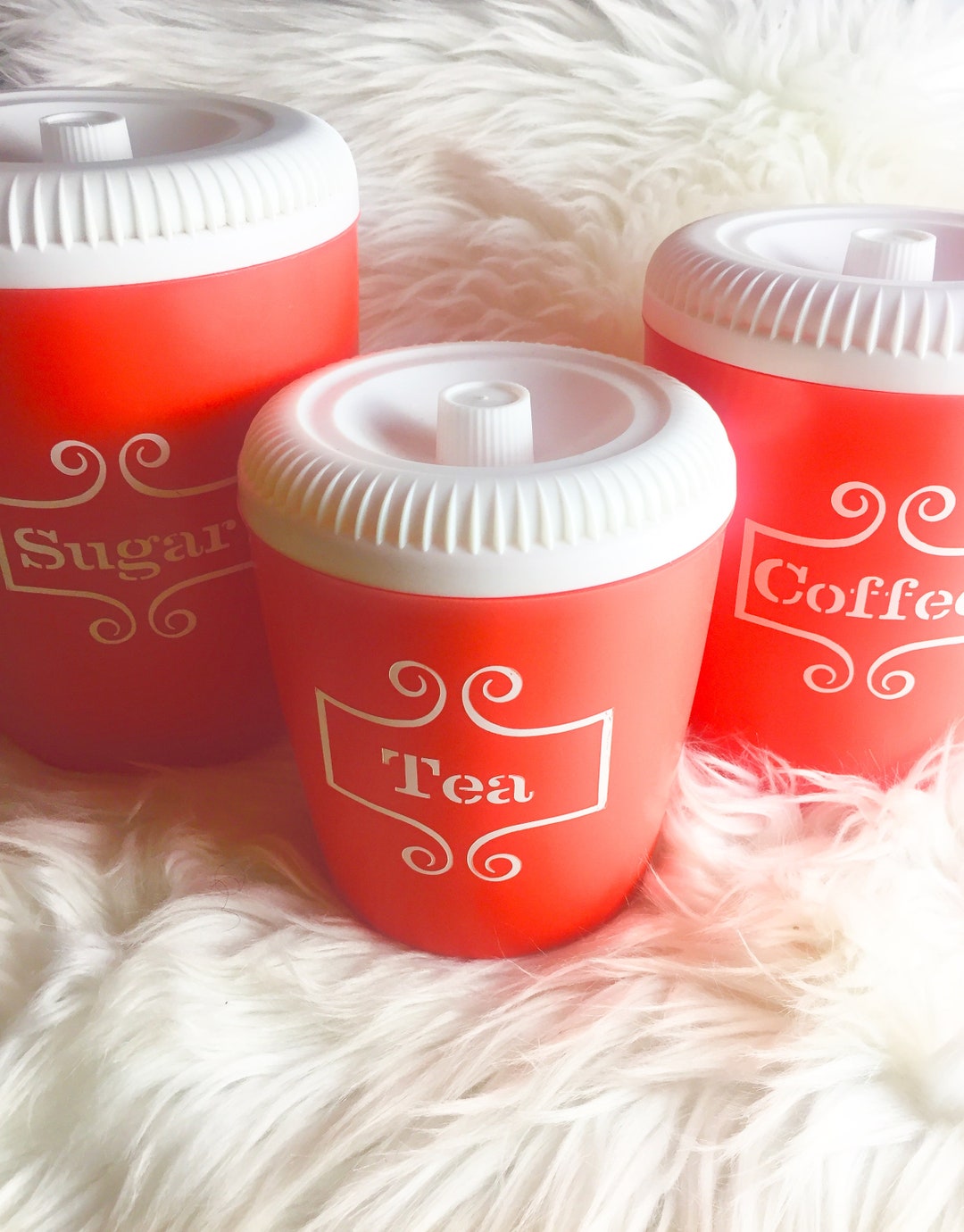 Vintage Red Retro Canister Set - Etsy