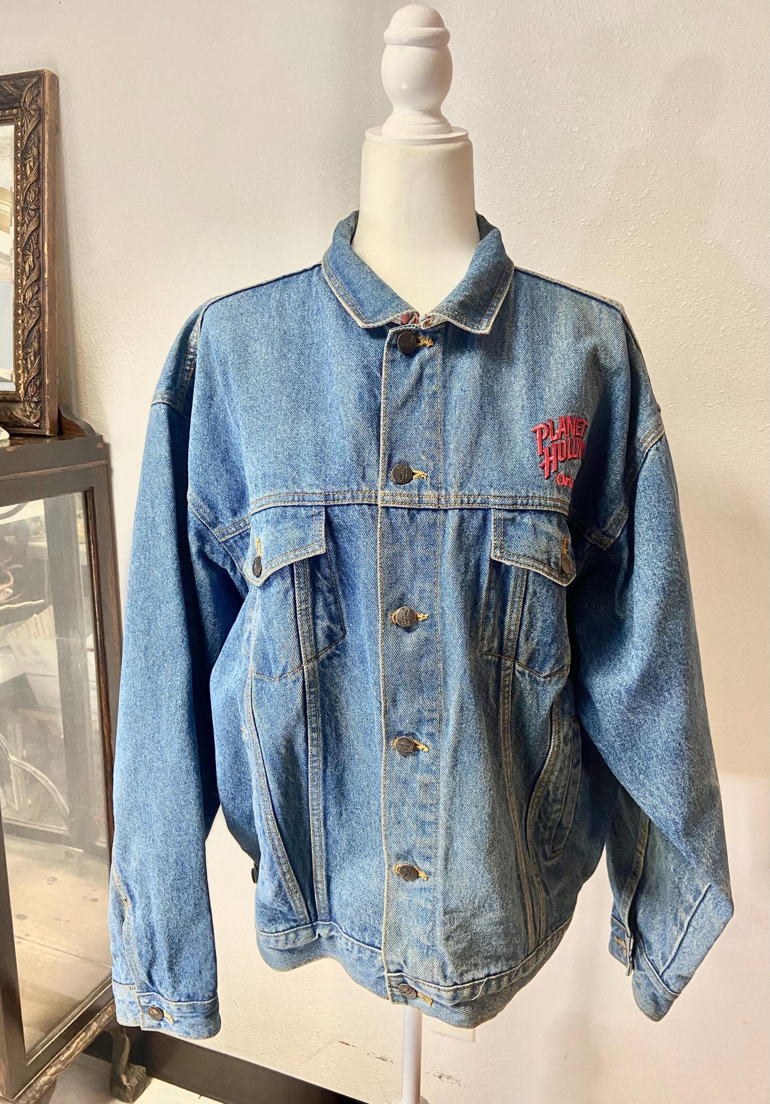 Vintage Denim Jean Jacket Planet Hollywood Orlando - Etsy