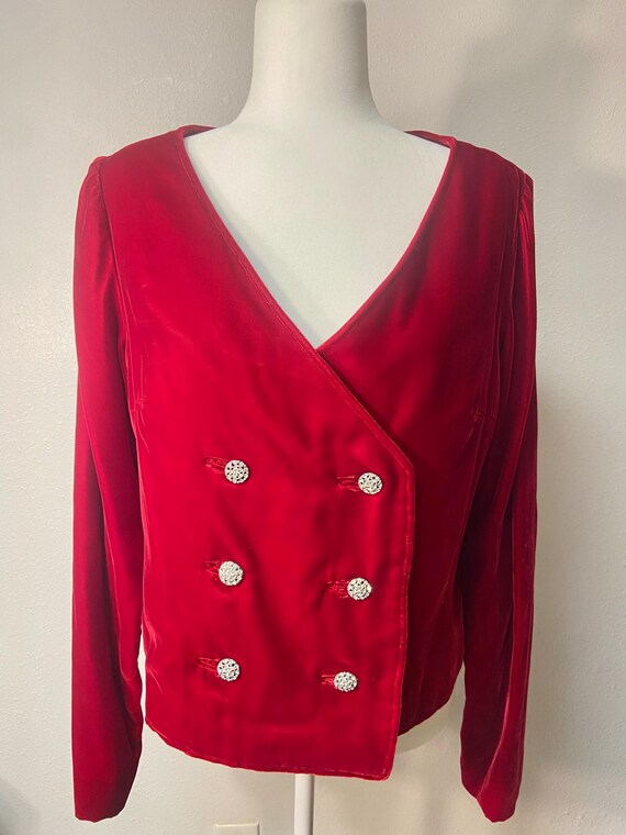 Vintage Velvet Red Rhinestone Jacket - Gem